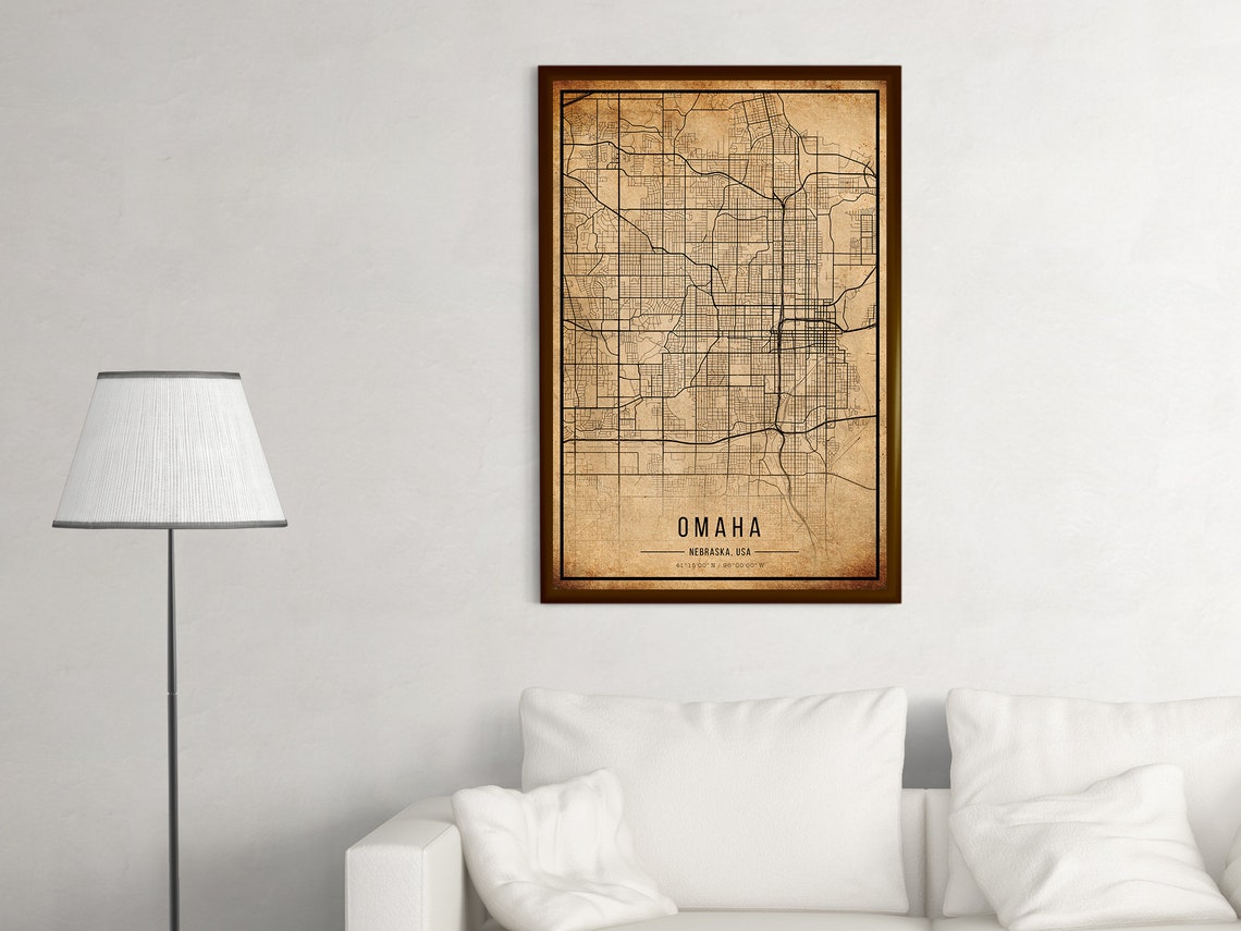 Omaha Vintage Map Poster Omaha Old Map Grunge Omaha Map | Etsy