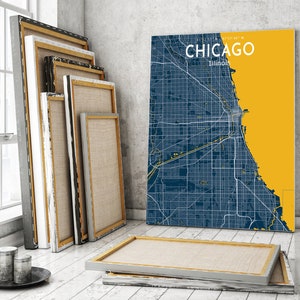Chicago Blue Map Poster, Chicago City Blue Map Poster, Chicago City ...