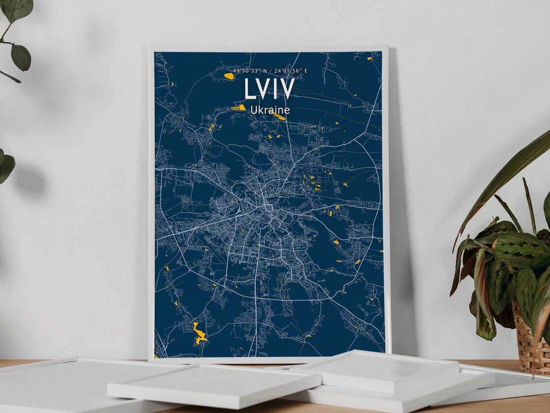 Lviv Ukraine Map Poster: Modern City Art, Housewarming Gift - Etsy