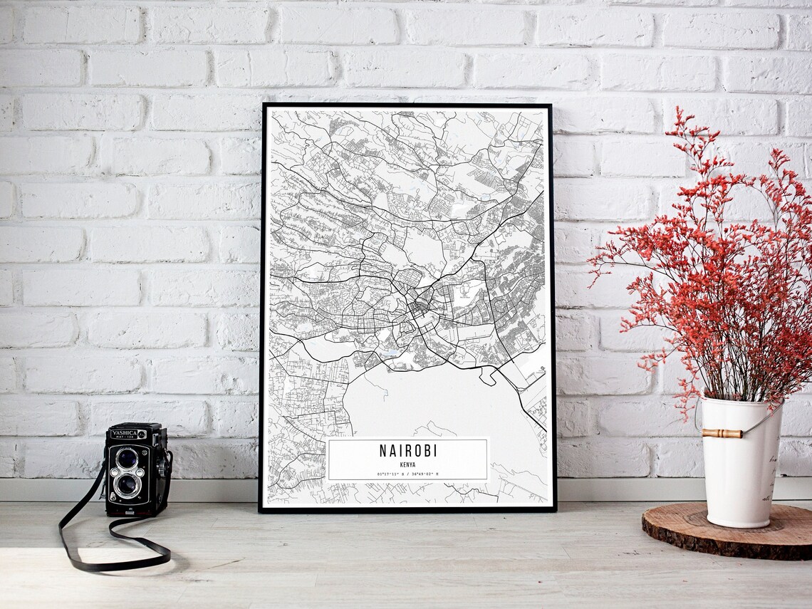 Nairobi Map Poster Nairobi City Map Poster Nairobi City | Etsy