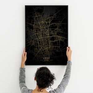 Lodz Gold Map Poster, Lodz City Poster, Lodz Map Printable, Poland Gift ...