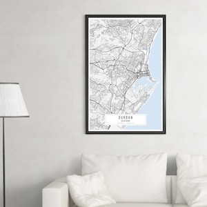 Durban Map Poster, Durban City Map Poster, Durban City Sign, South ...