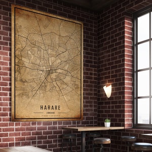 Harare Vintage Map Poster, Harare Old Map, Grunge Harare Map, Harare ...