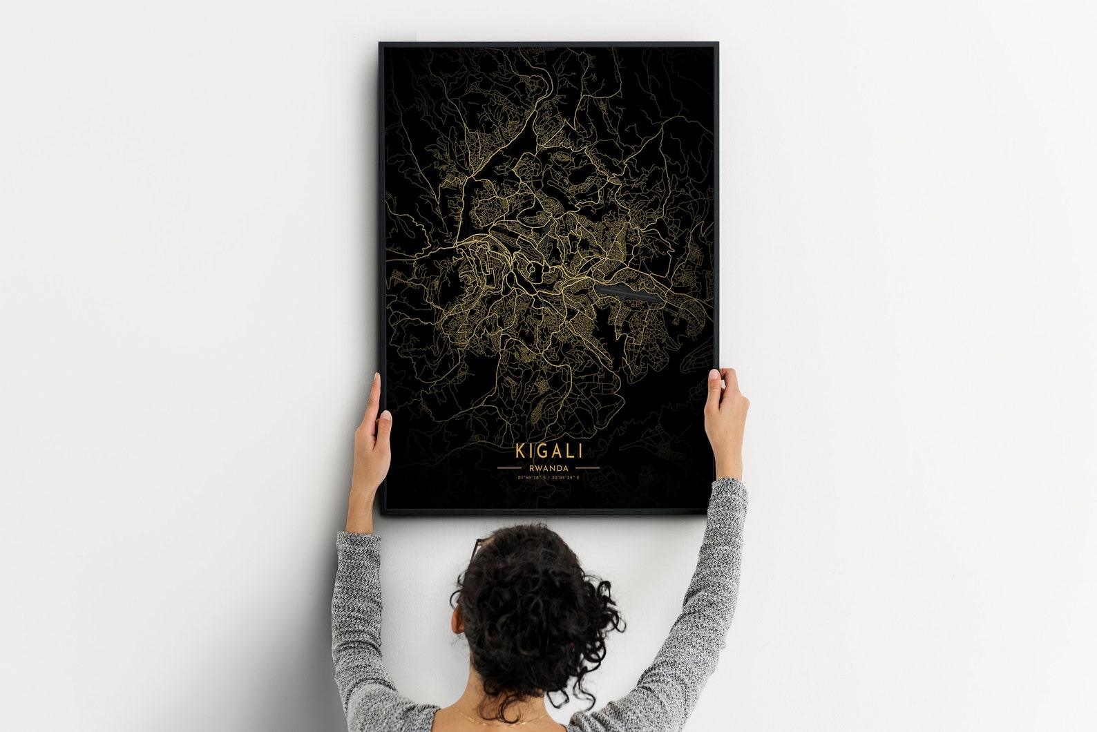 Kigali Map Poster Kigali City Gold Map Poster Kigali Canvas - Etsy