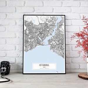 Istanbul White Map Poster, Istanbul Home Decor, Istanbul Classic Map ...