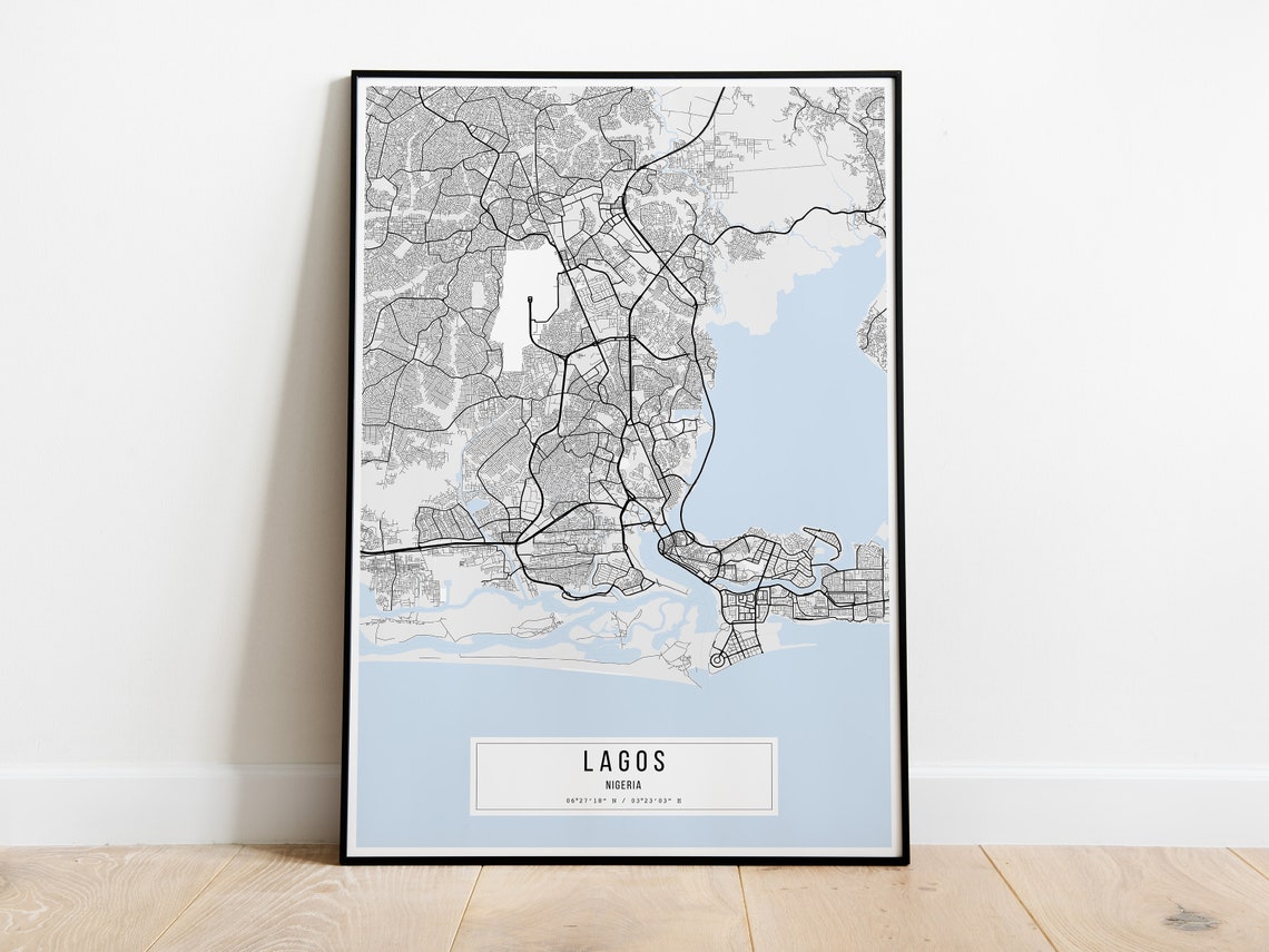 Lagos Map Poster Lagos City Map Poster Lagos City Sign | Etsy