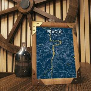 Prague Blue Map Poster, Prague City Blue Map Poster, Prague City Sign ...