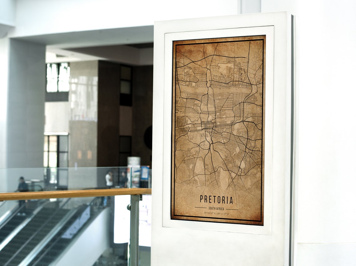 Pretoria Vintage Map Poster Pretoria Old Map Grunge Pretoria | Etsy