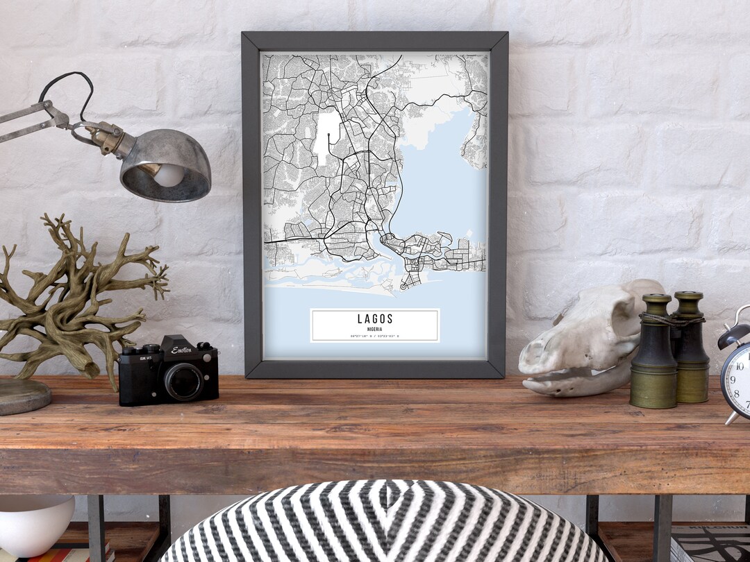 Lagos Map Poster, Lagos City Map Poster, Lagos City Sign, Nigeria Map ...