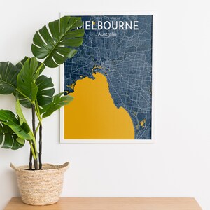 Melbourne Blue Map Poster, Melbourne City Blue Map Poster, Melbourne ...