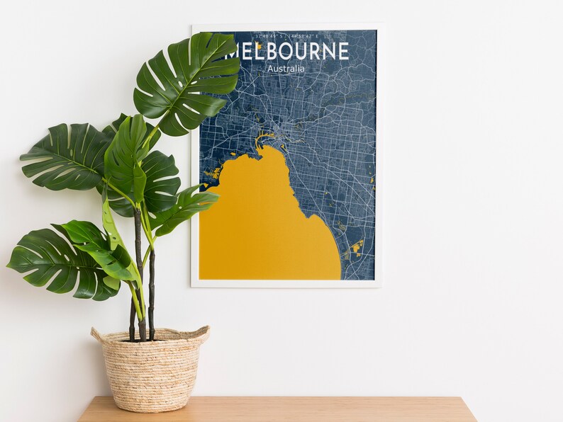 Melbourne Blue Map Poster Melbourne City Blue Map Poster - Etsy