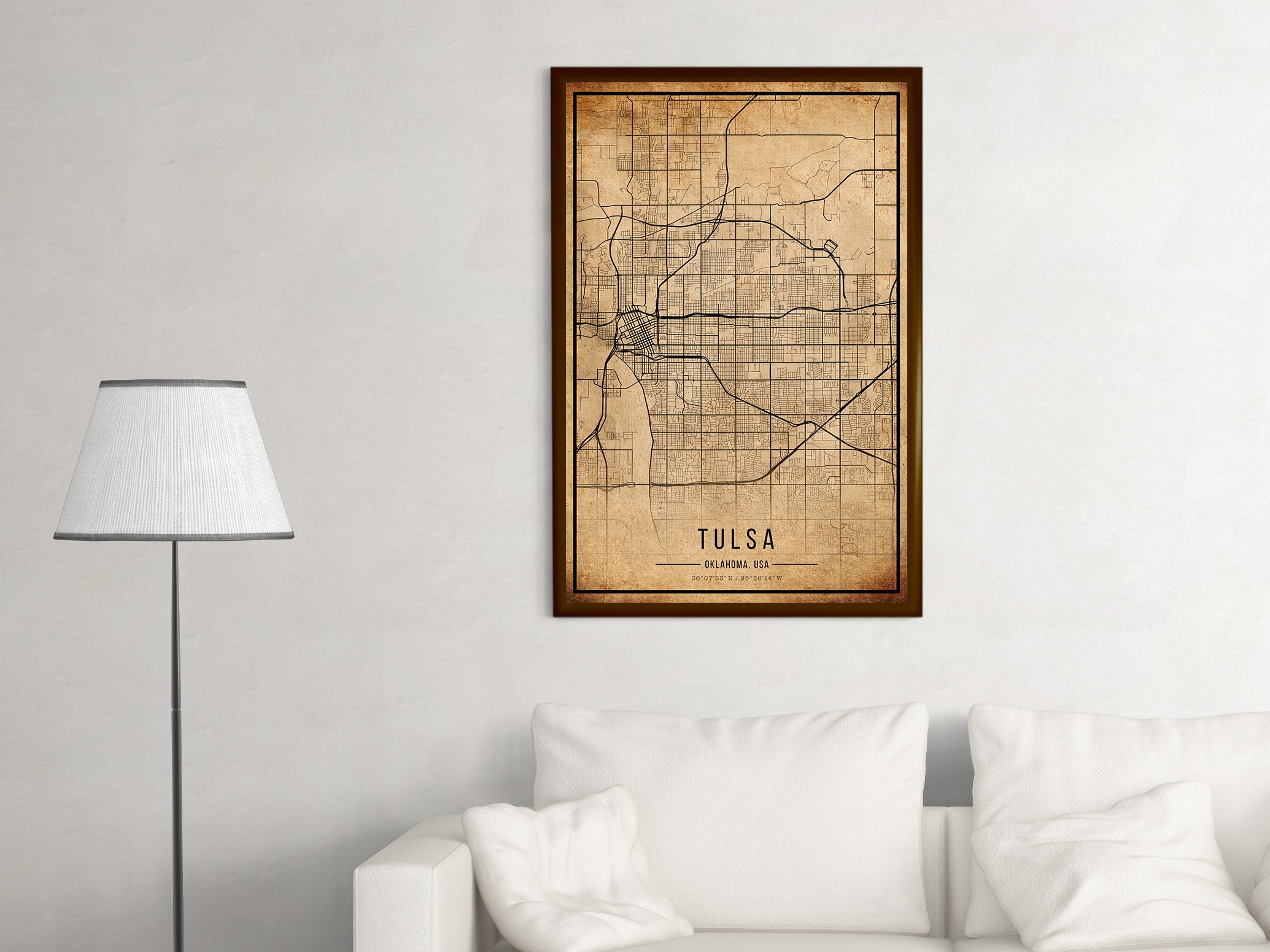 Tulsa Vintage Map Poster Tulsa Old Map Grunge Tulsa Map | Etsy