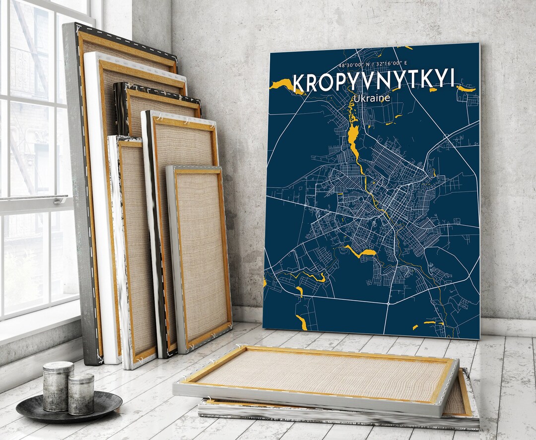 Kropyvnytskyi Blue Map Poster, Kropyvnytskyi City Modern Map Print ...