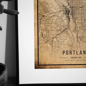 Portland Vintage Map Poster, Portland Old Map, Grunge Portland Map ...