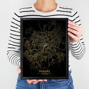 Harare Gold Map Poster, Harare City Poster, Harare Map Printable ...