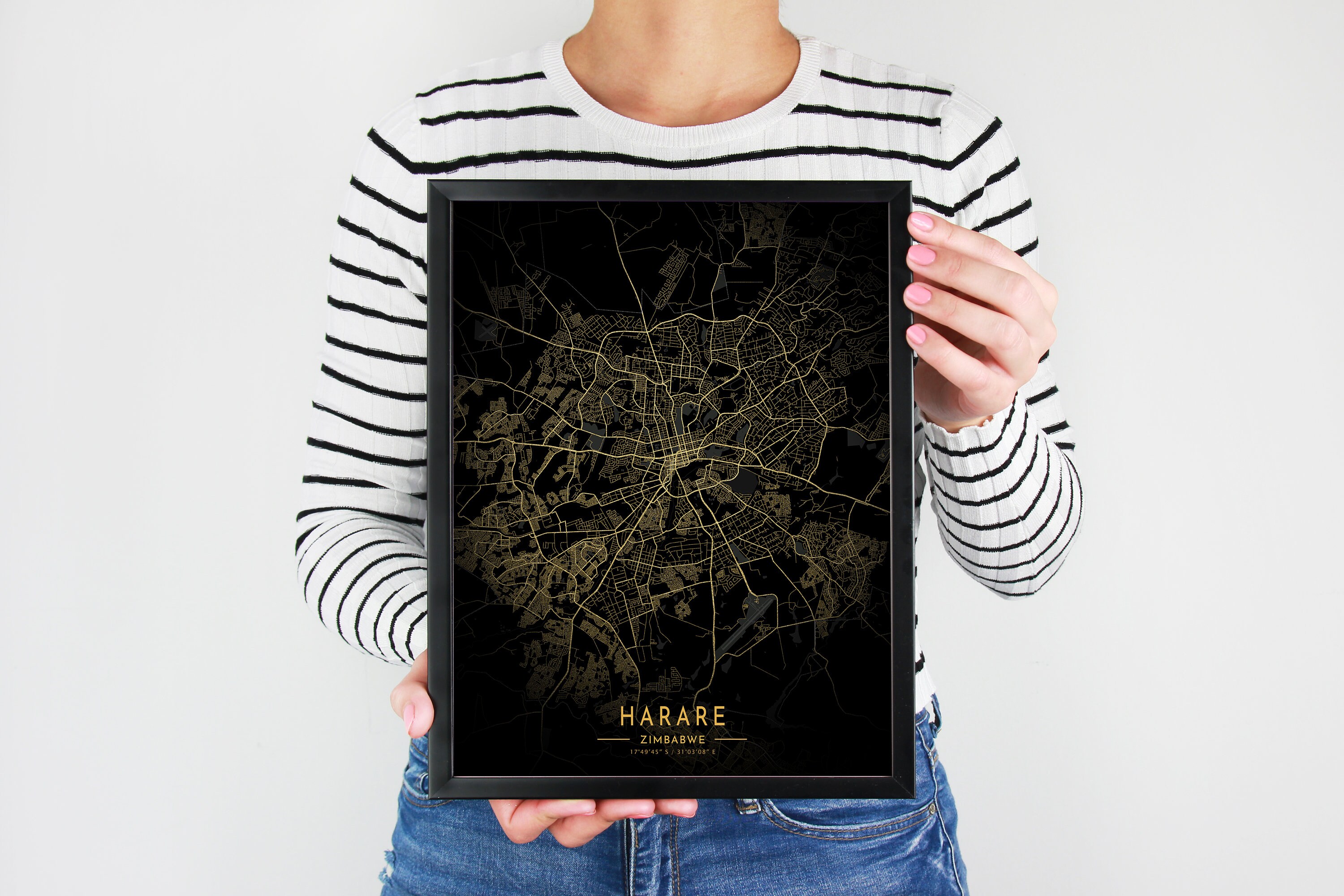 Póster de mapa de oro de Harare póster de la ciudad de - Etsy México