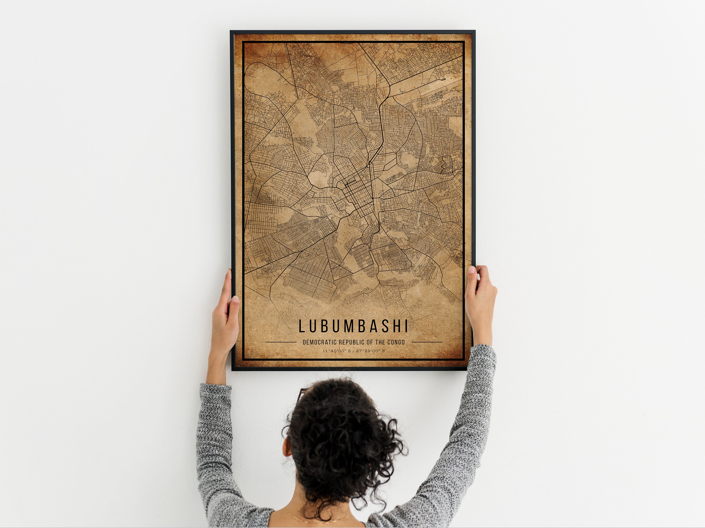 Lubumbashi Vintage Map Poster Lubumbashi Old Map Grunge - Etsy