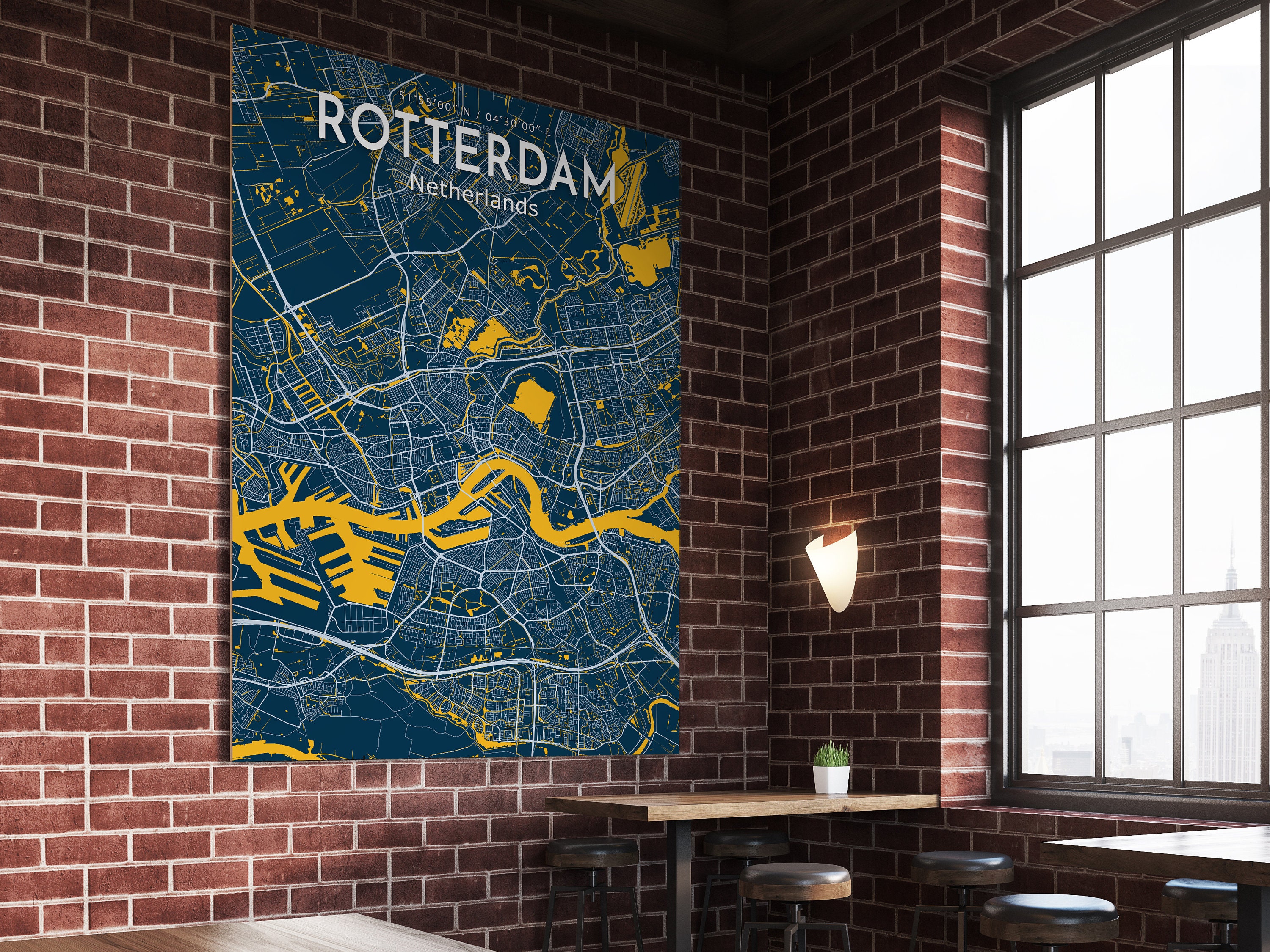 Rotterdam Blue Map Poster Rotterdam City Blue Map Poster | Etsy