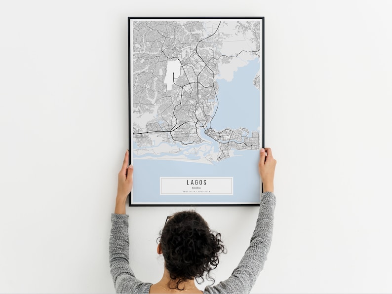 Lagos Map Poster Lagos City Map Poster Lagos City Sign | Etsy