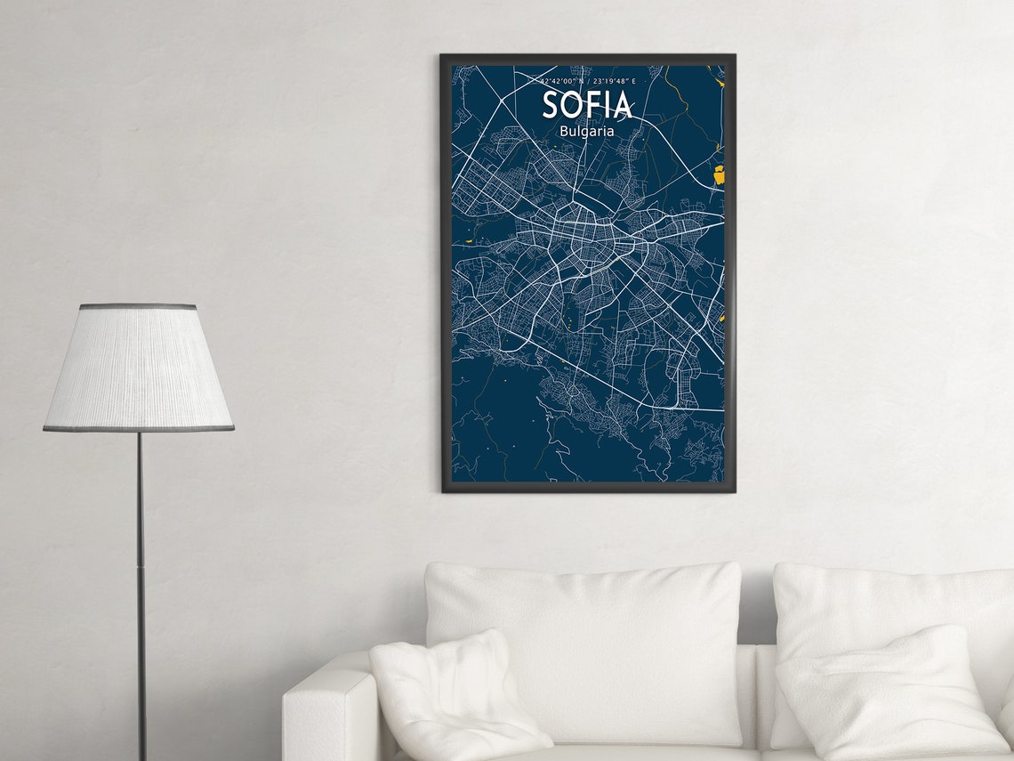 Sofia Blue Map Poster Sofia City Blue Map Poster Sofia City | Etsy