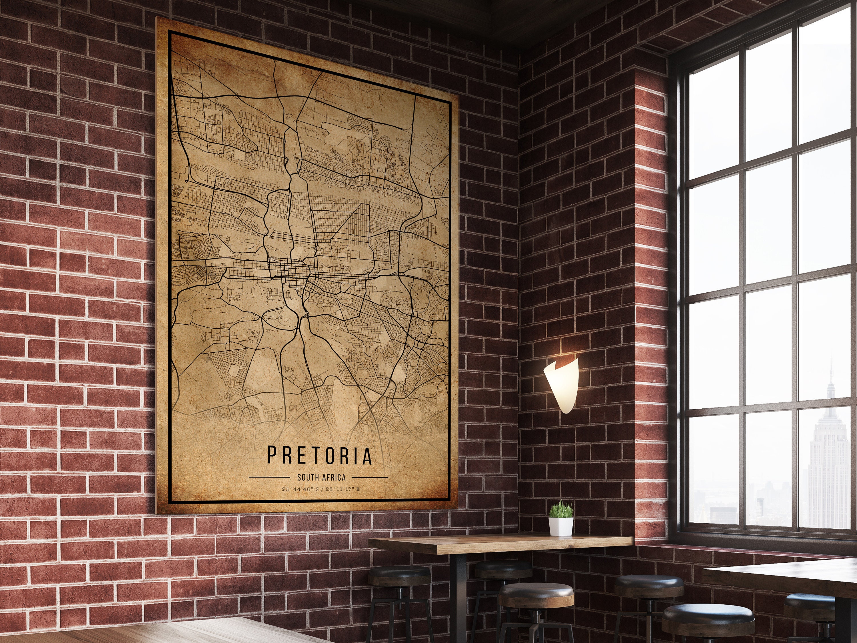 Pretoria Vintage Map Poster Pretoria Old Map Grunge Pretoria | Etsy