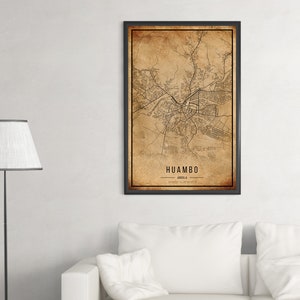 Huambo Vintage Map Poster, Huambo Old Map, Grunge Huambo Map, Huambo ...