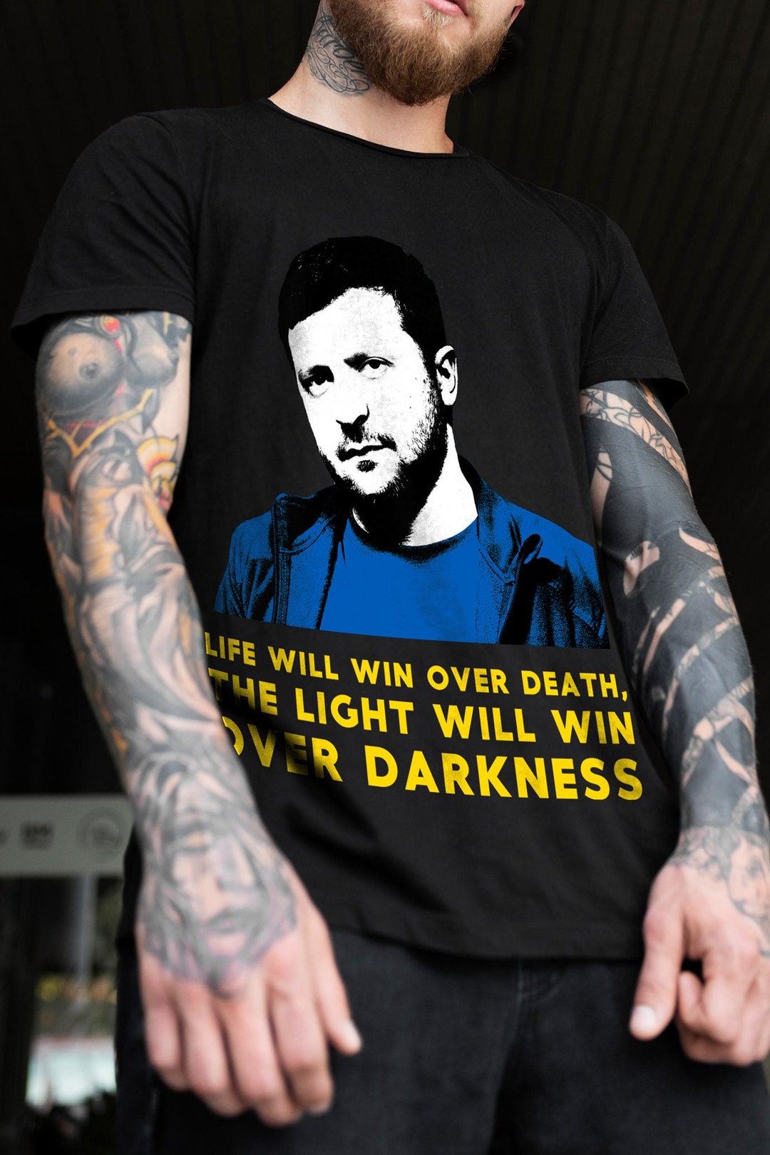 Zelensky Portrait, President of Ukraine Volodymyr Zelenskyy T-shirt ...