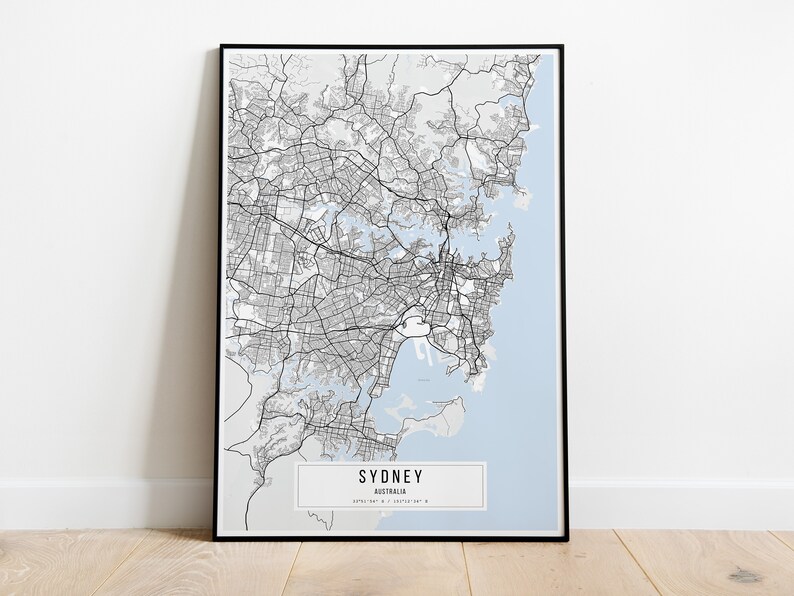 Sydney White Map Poster Sydney City Classic Map Poster | Etsy