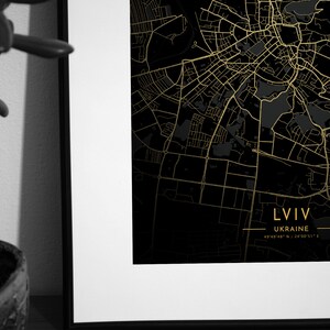 Lviv Gold Map Poster Lviv Black Gold Map Art Lviv City Map - Etsy