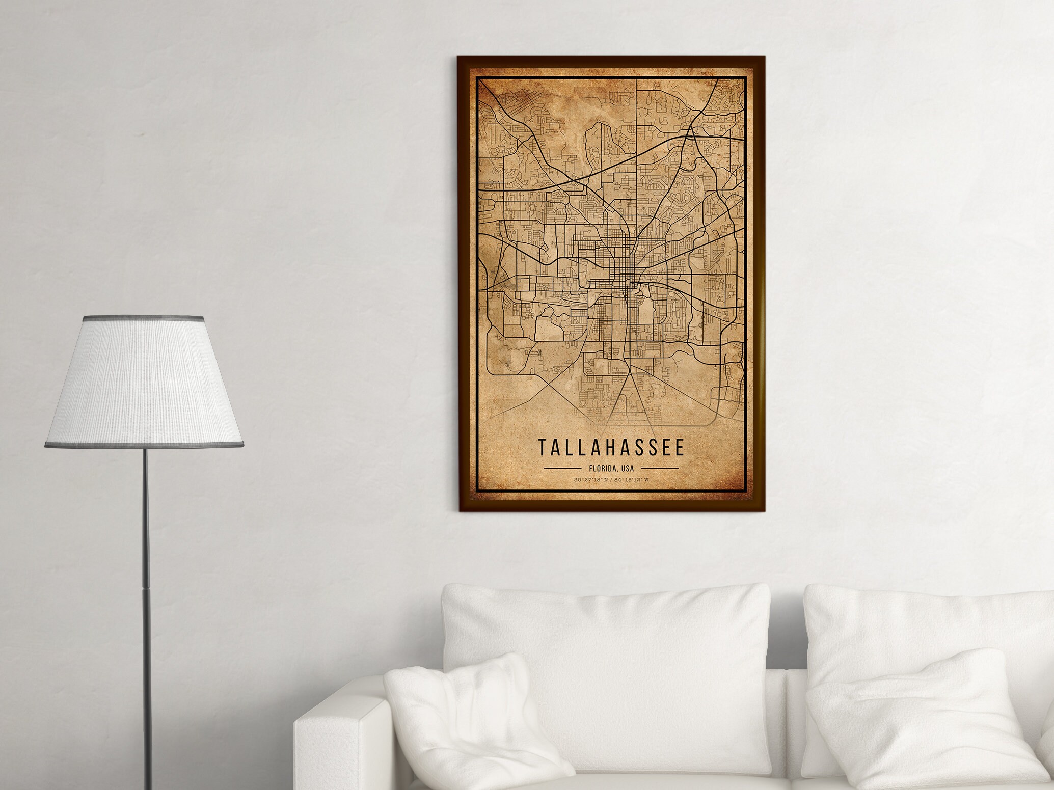 Tallahassee Vintage Map Poster Tallahassee Old Map Grunge | Etsy