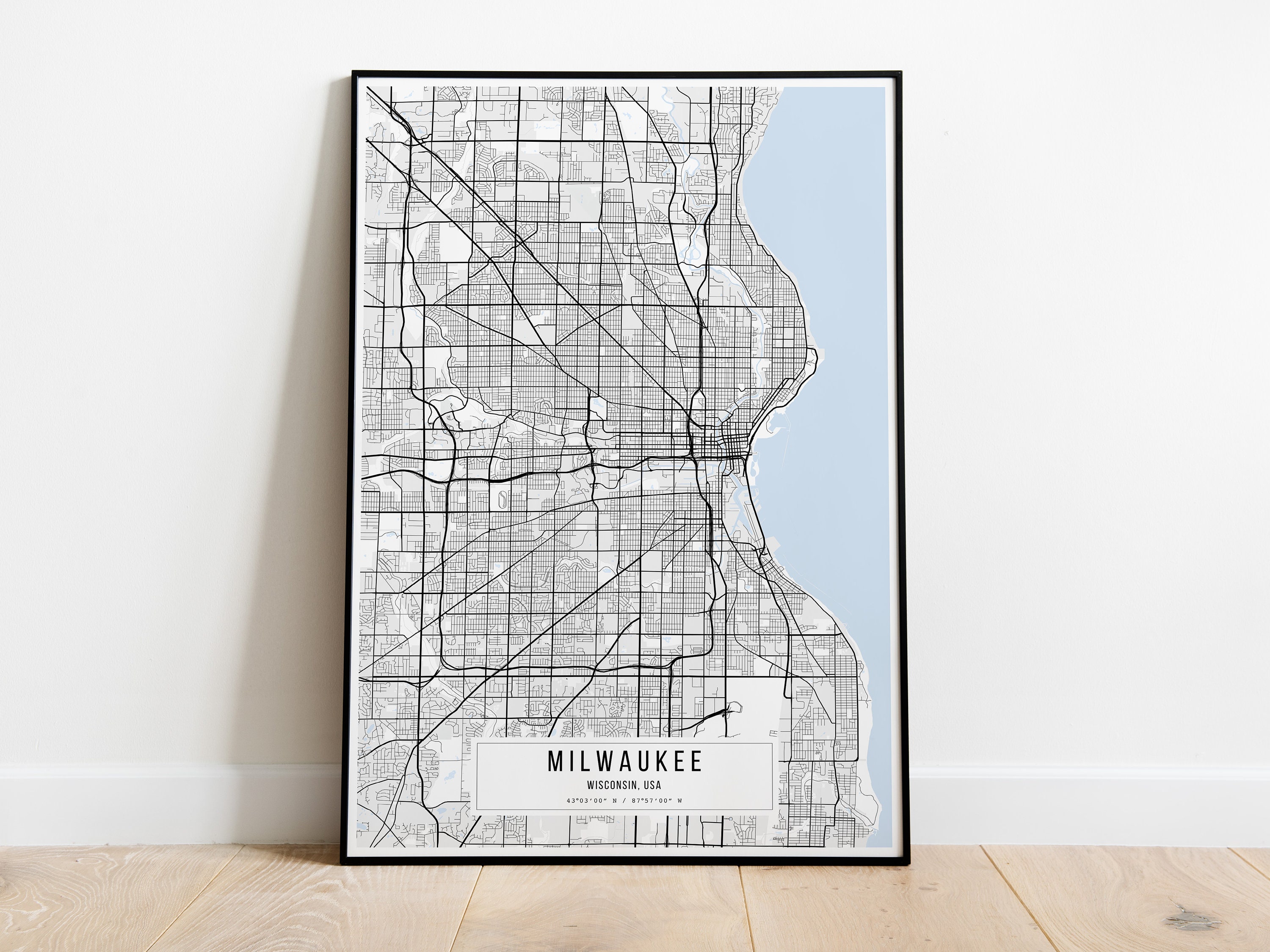 Milwaukee Map Poster Milwaukee City Map Milwaukee White Map | Etsy
