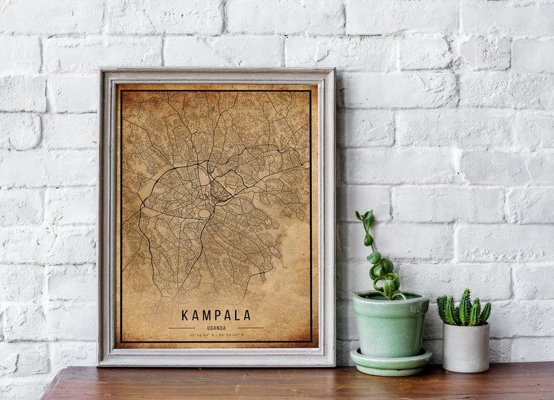 Kampala Vintage Map Poster Kampala Old Map Grunge Kampala - Etsy