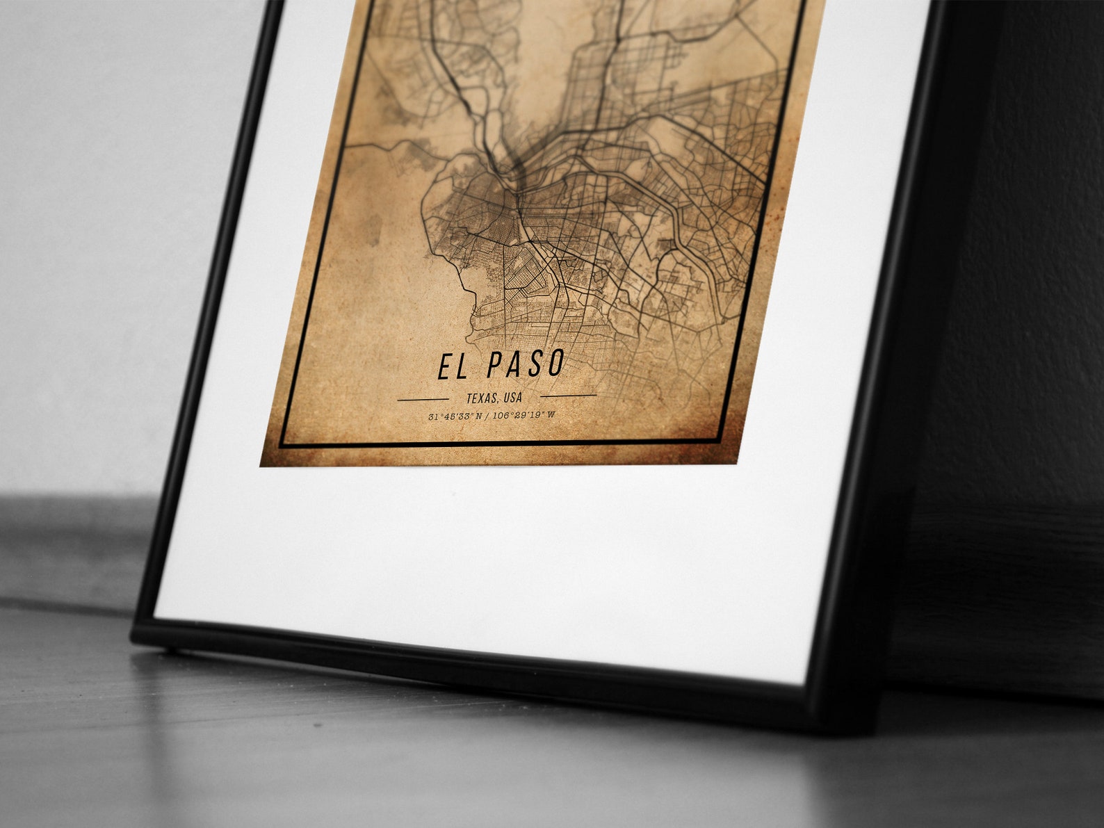 El Paso Vintage Map Poster El Paso Old Map Grunge El Paso | Etsy