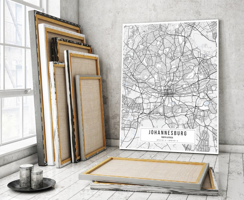 Johannesburg Map Poster Johannesburg City Map Poster - Etsy