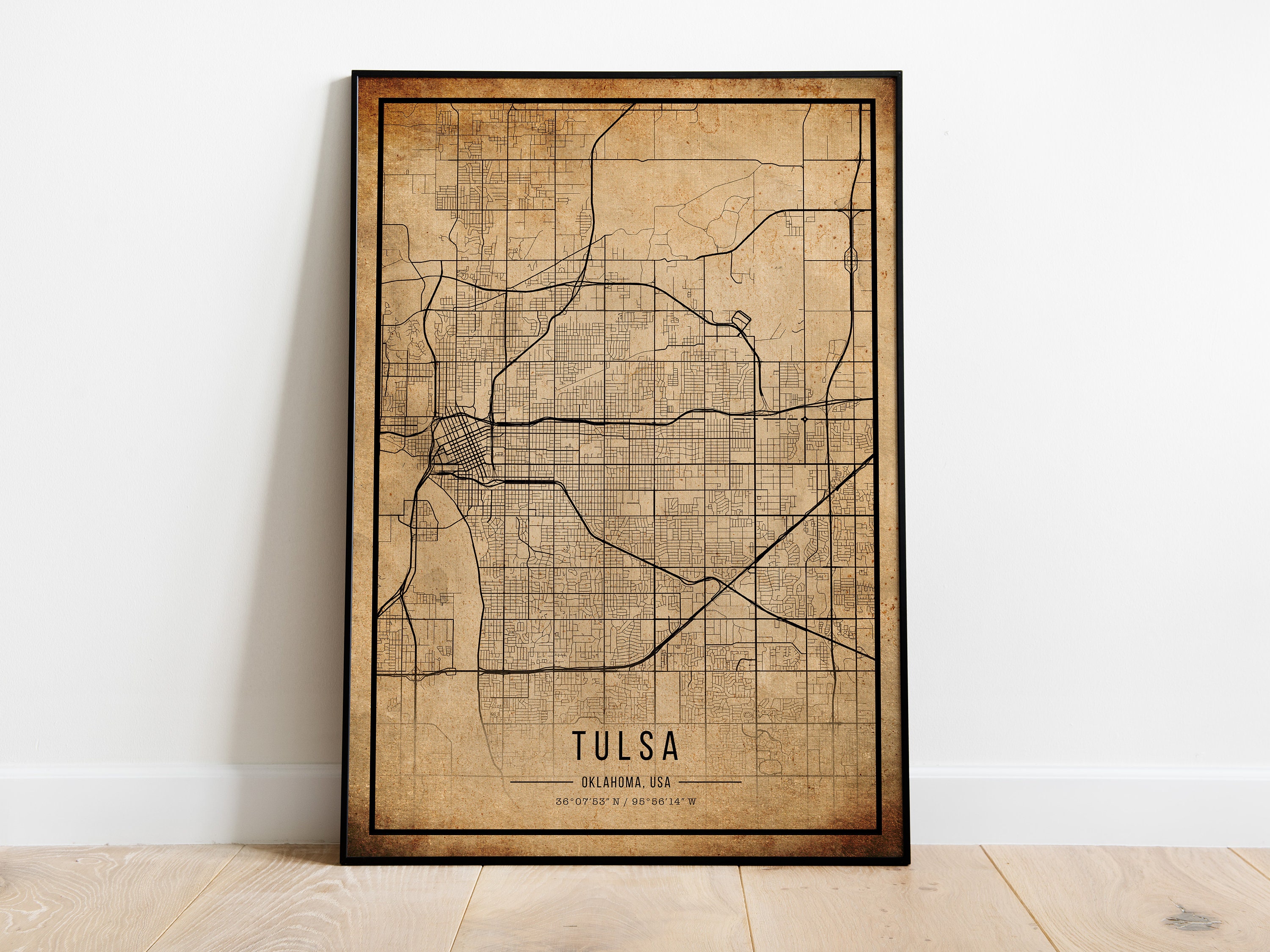 Tulsa Vintage Map Poster Tulsa Old Map Grunge Tulsa Map - Etsy
