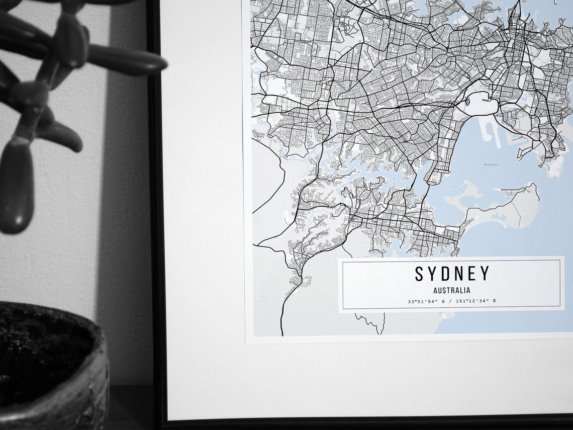 Sydney White Map Poster Sydney City Classic Map Poster | Etsy