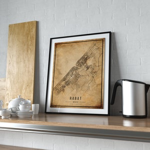 Rabat Vintage Map Poster, Rabat Old Map, Grunge Rabat Map, Rabat Old ...
