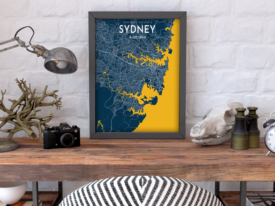Sydney Blue Map Poster Sydney City Blue Map Poster Sydney - Etsy