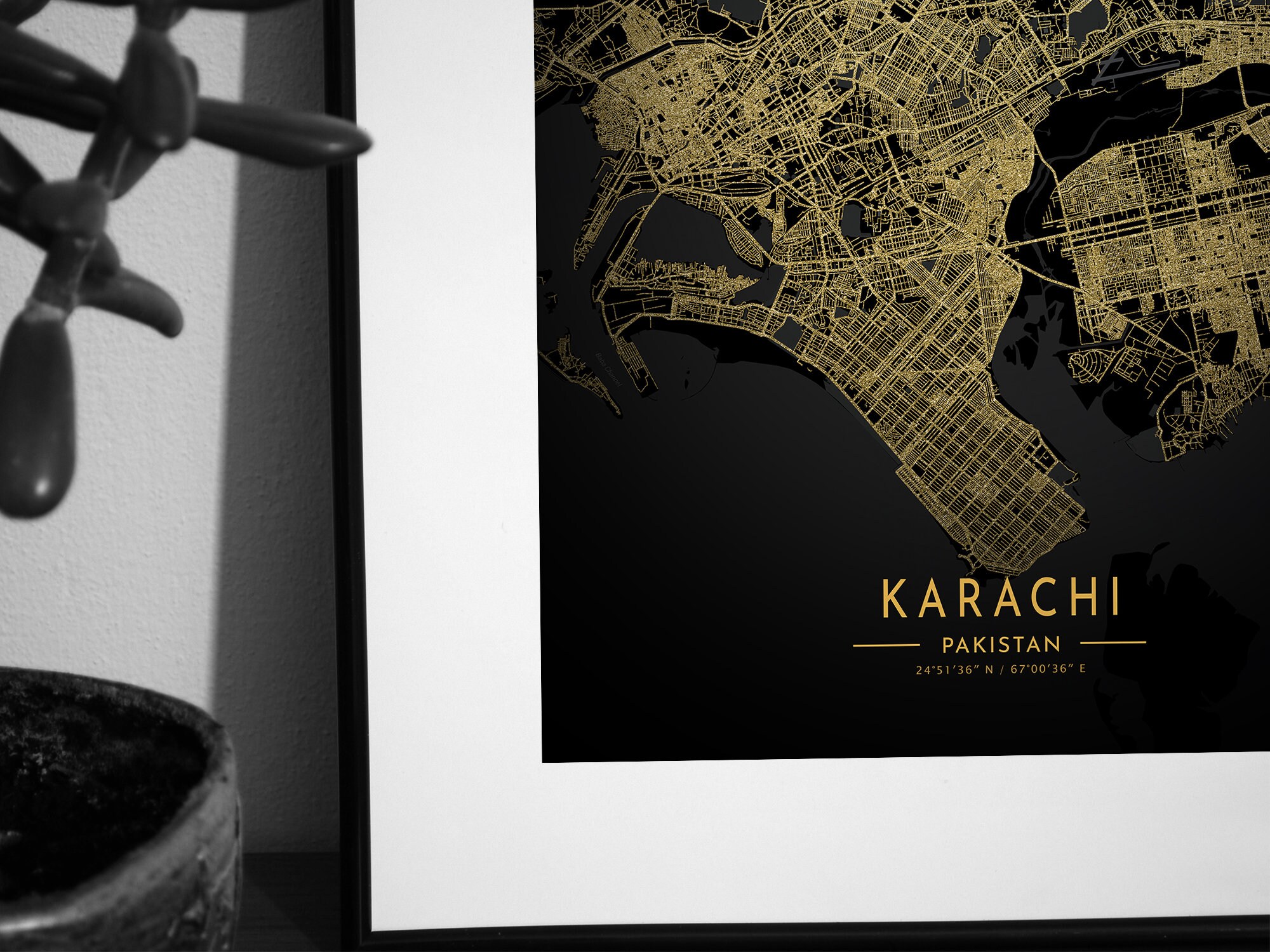 Karachi Map Poster Karachi City Gold Map Poster Karachi - Etsy
