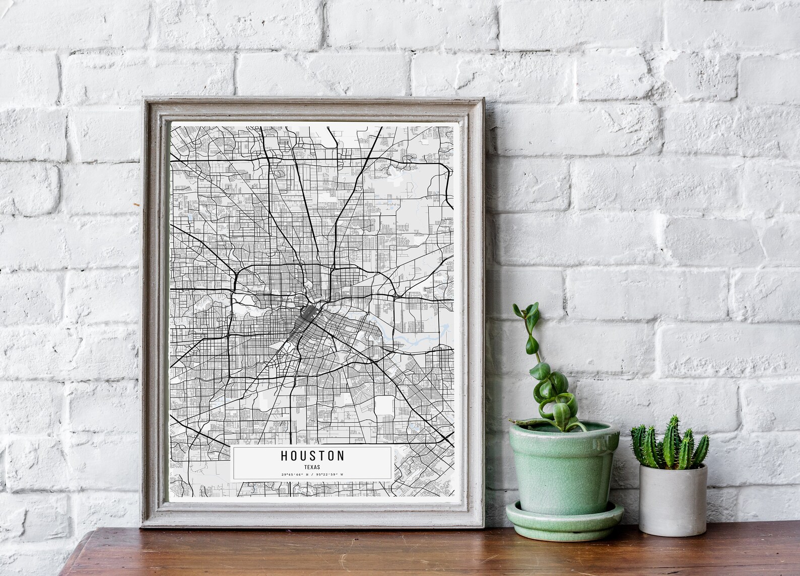 Houston Map Poster Houston City White Map Poster Houston - Etsy