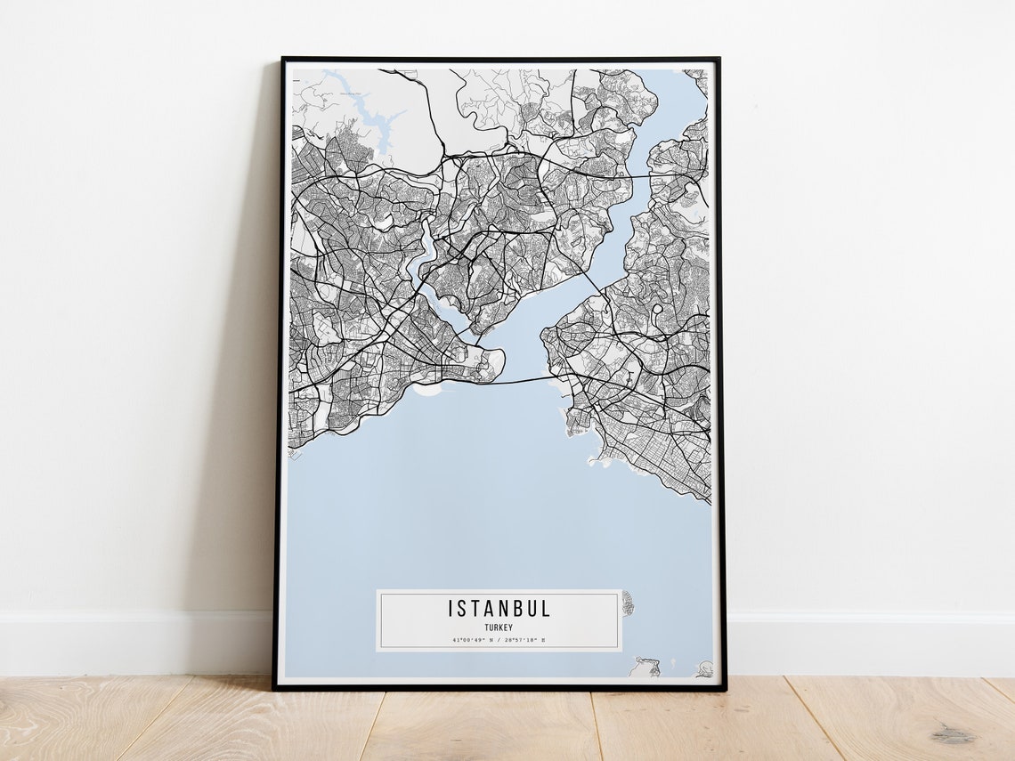 Istanbul White Map Poster Istanbul Home Decor Istanbul | Etsy