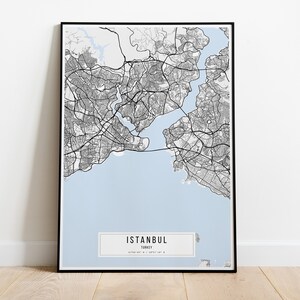 Istanbul White Map Poster, Istanbul Home Decor, Istanbul Classic Map ...
