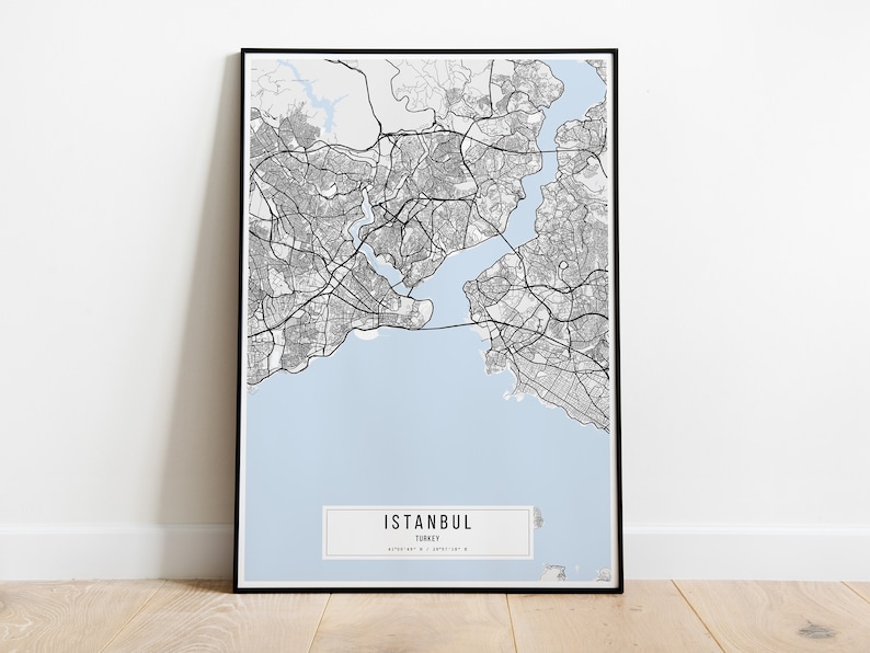 Istanbul White Map Poster Istanbul Home Decor Istanbul - Etsy