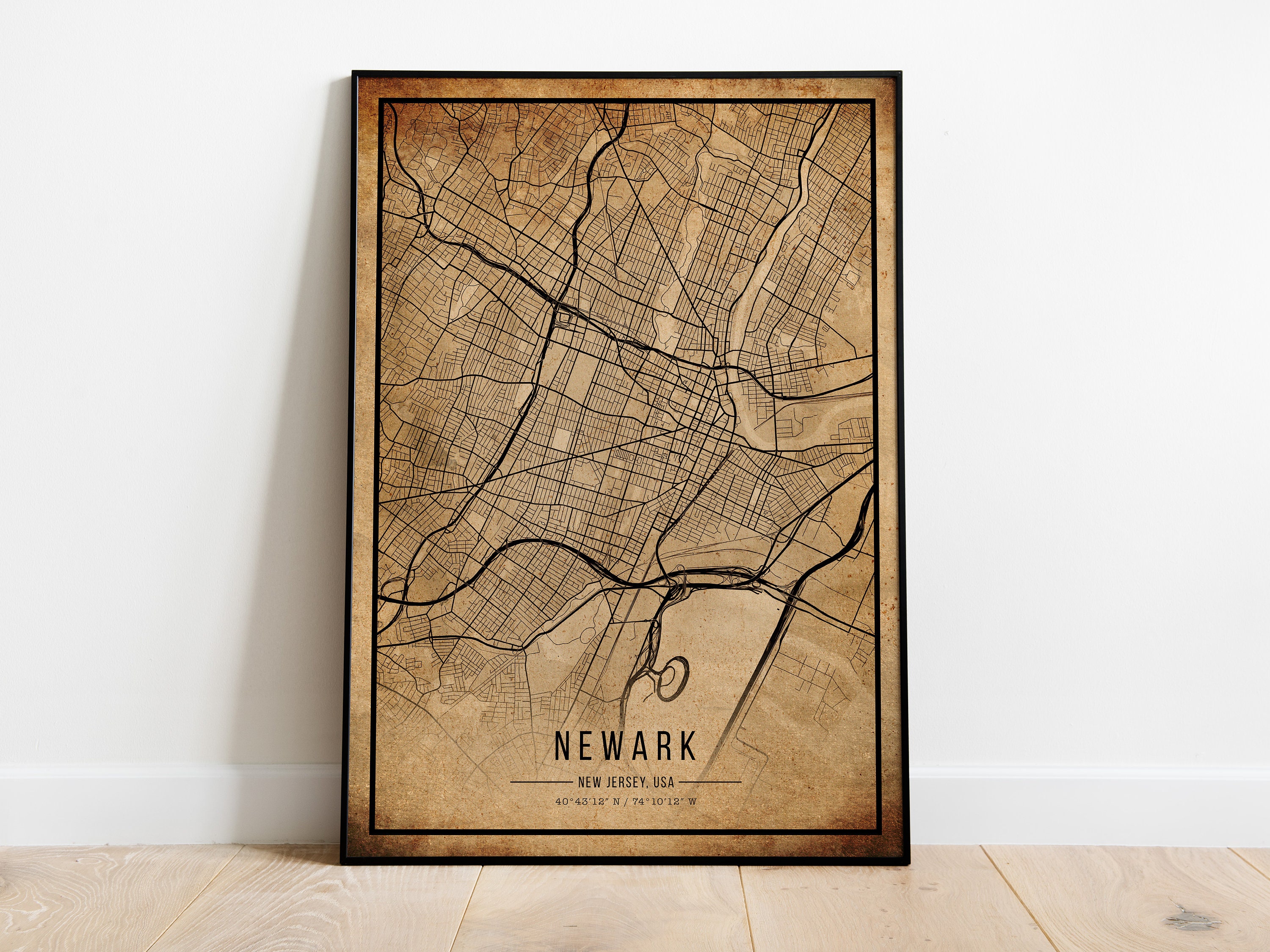 Newark Vintage Map Poster Newark Old Map Grunge Newark Map | Etsy