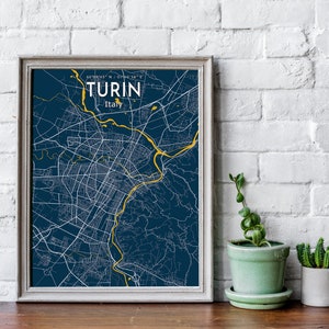 Turin Blue Map Poster, Turin City Blue Map Poster, Turin City Sign ...