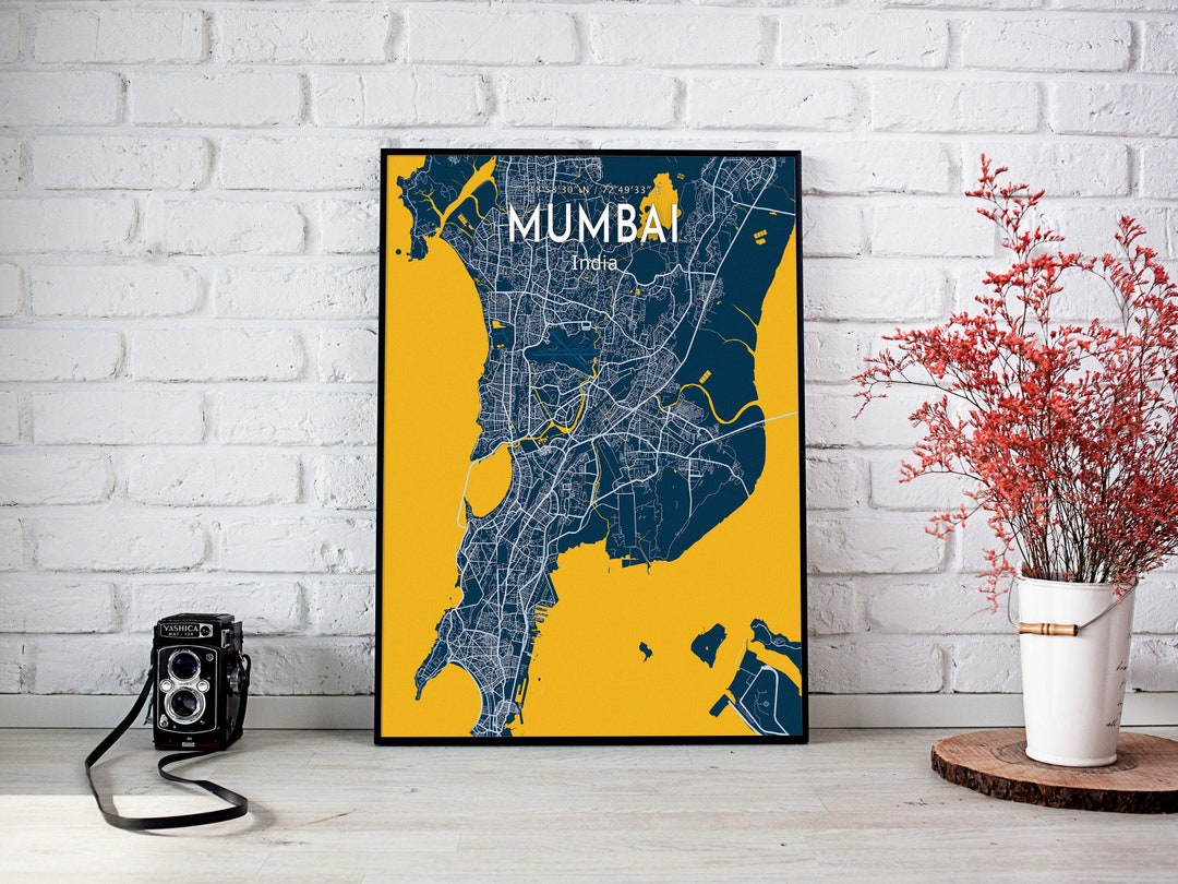 Mumbai India Map Print: Modern City Art Poster - Etsy