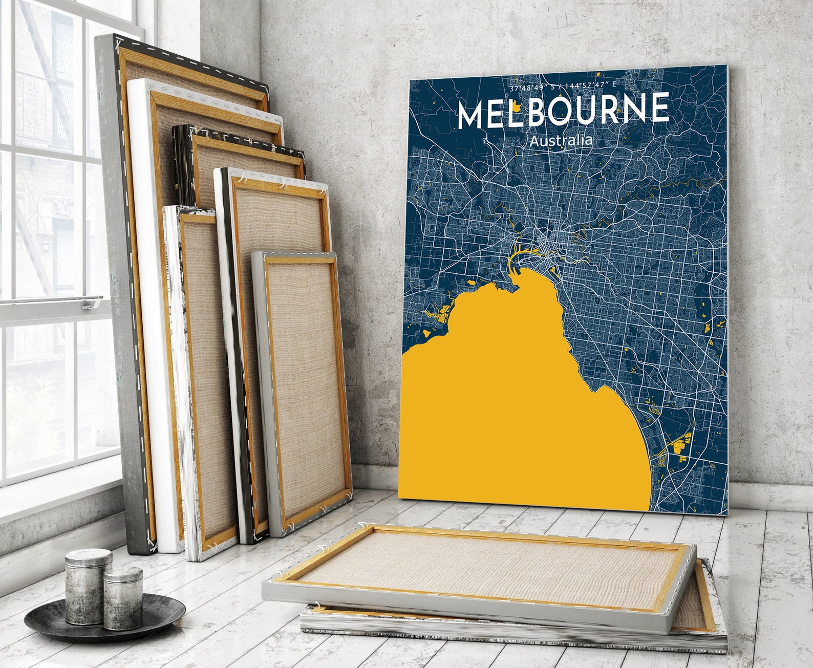 Melbourne Blue Map Poster, Melbourne City Blue Map Poster, Melbourne ...