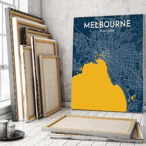Melbourne Blue Map Poster, Melbourne City Blue Map Poster, Melbourne ...