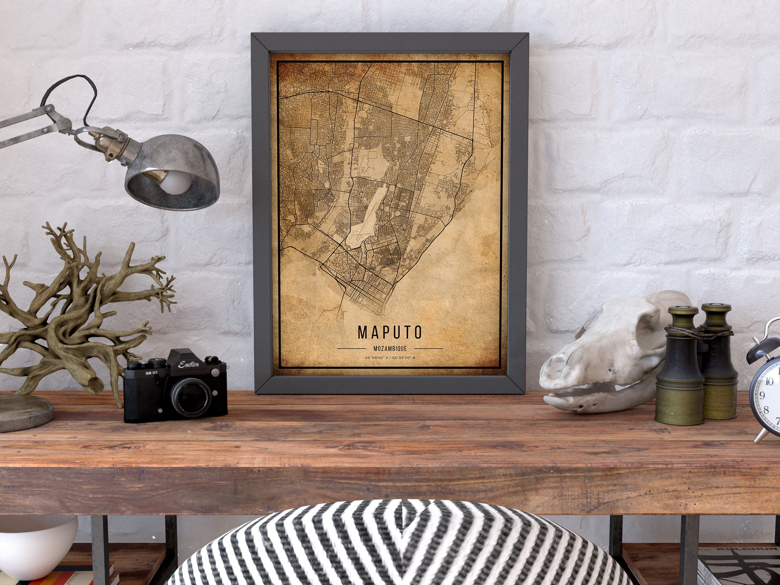 Maputo Vintage Map Poster Maputo Old Map Grunge Maputo Map - Etsy