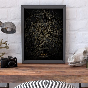 Rome Gold Map Poster, Rome City Poster, Rome Map Printable, Italy Gift ...